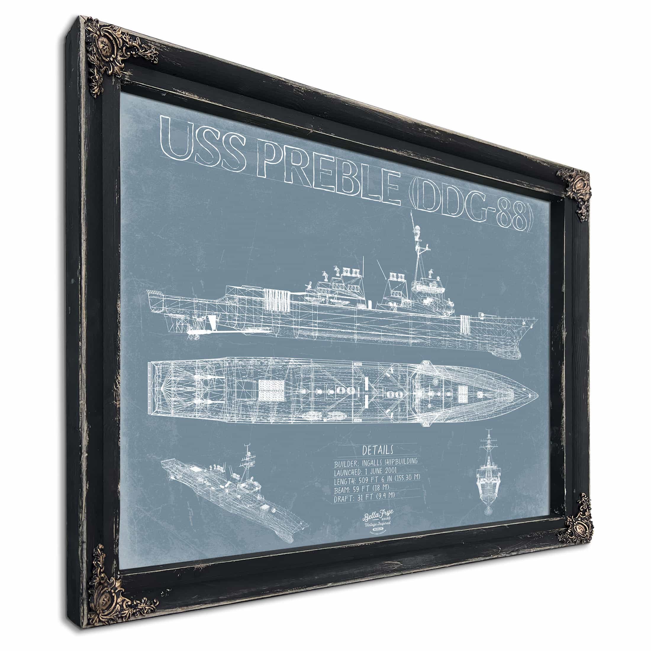 USS Preble (DDG-88) Blueprint Wall Art - Original Guided-Missile Destr