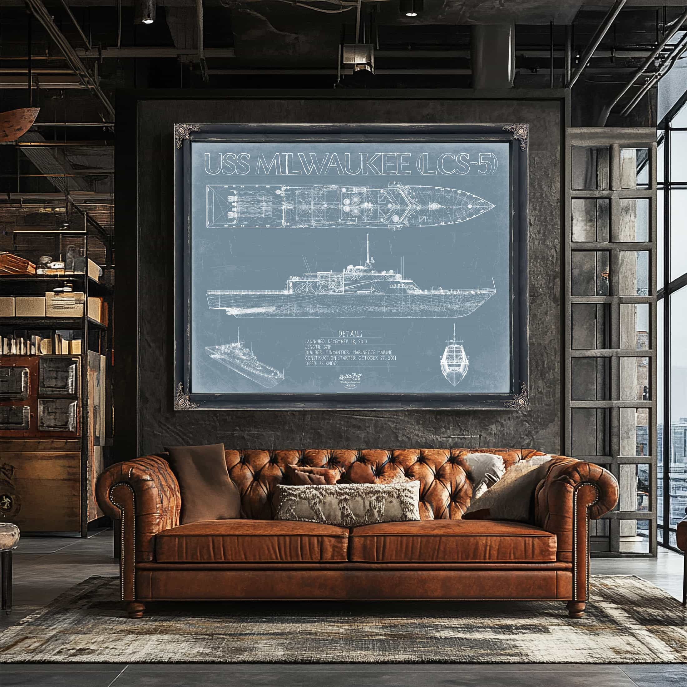 USS Milwaukee (LCS-5) Blueprint Wall Art - Original Littoral Combat Sh