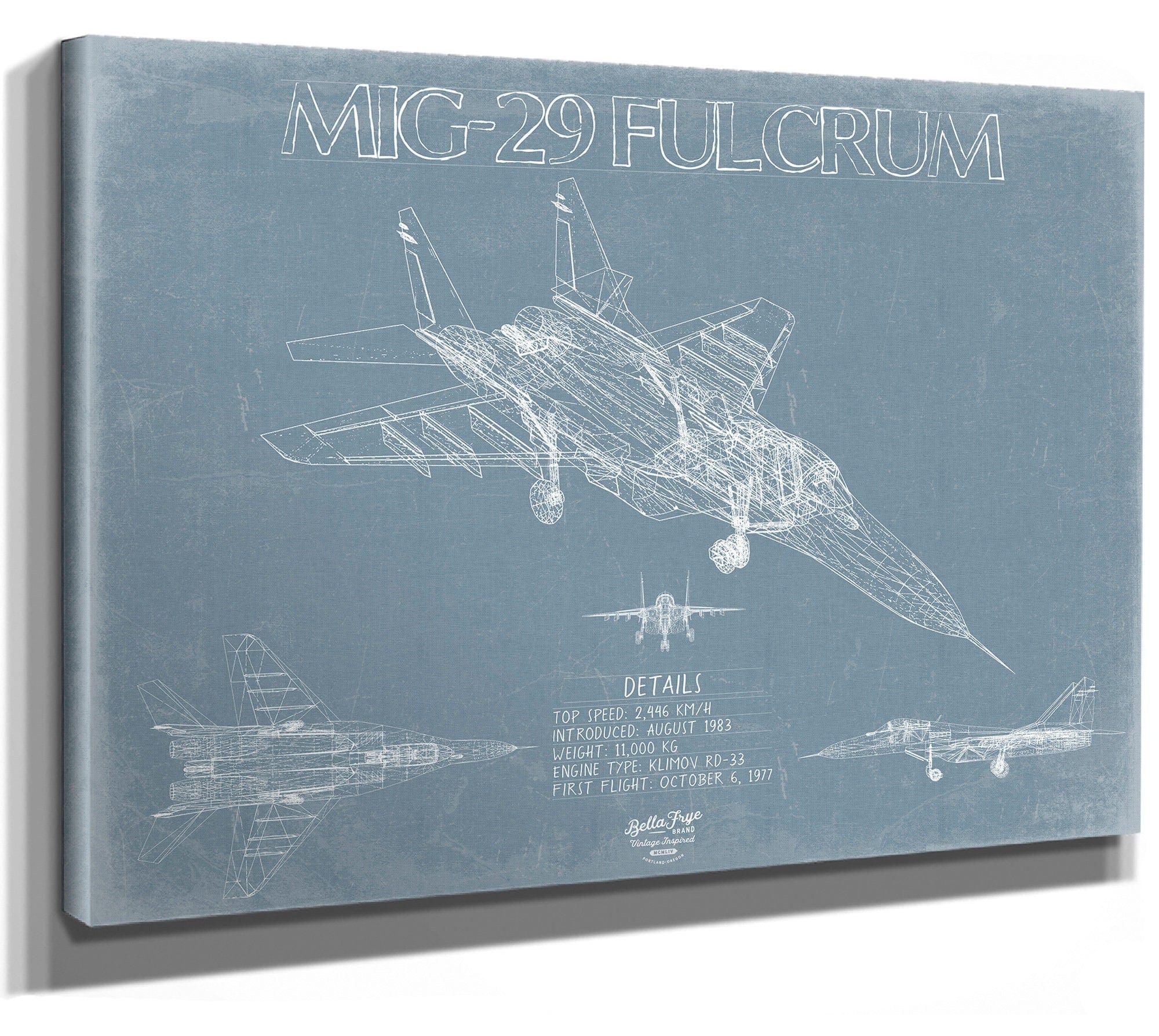 Mikoyan MiG-29 Fulcrum Aircraft Blueprint Wall Art - Original Fighter