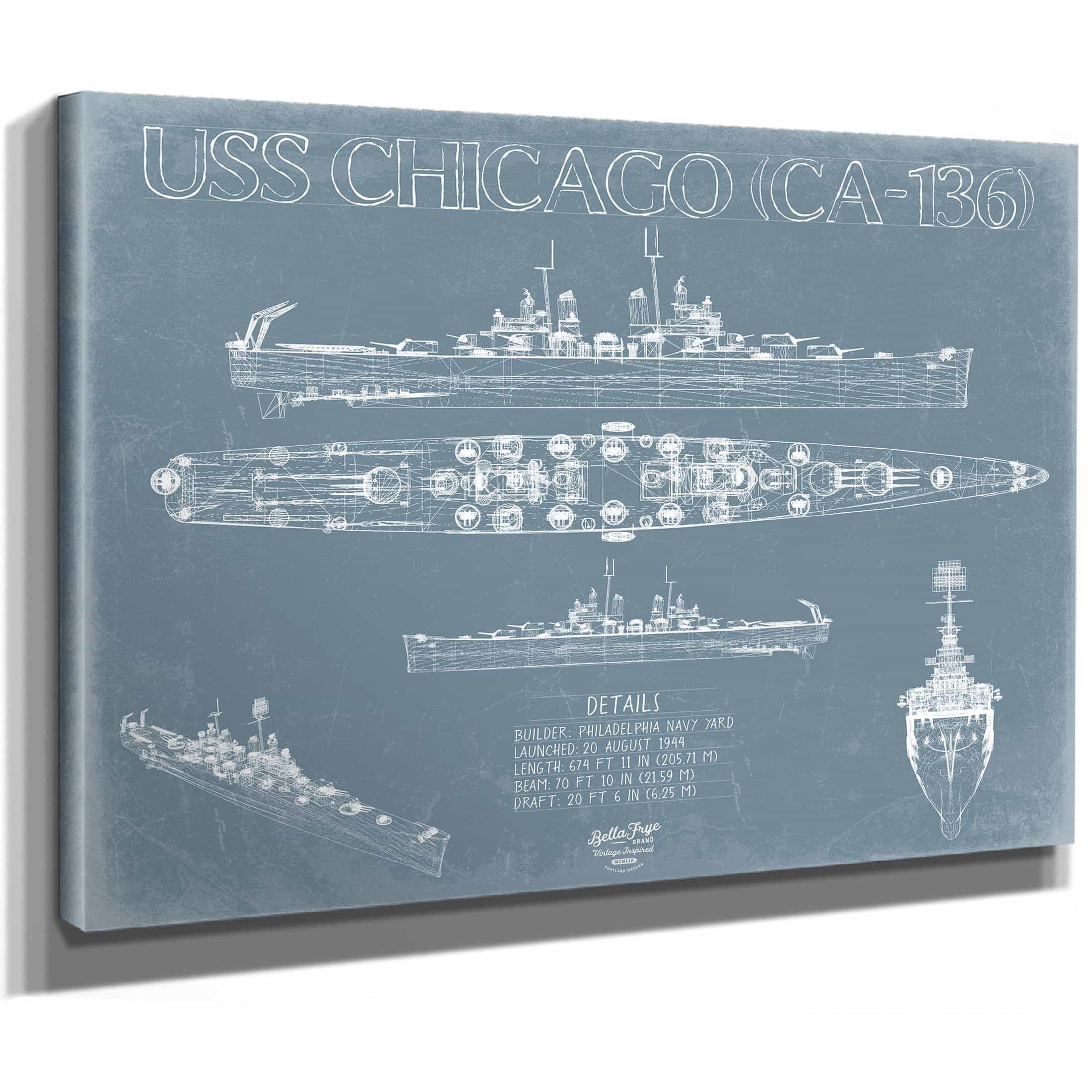 USS Chicago (CA-136) Blueprint Wall Art - Original Cruiser Print