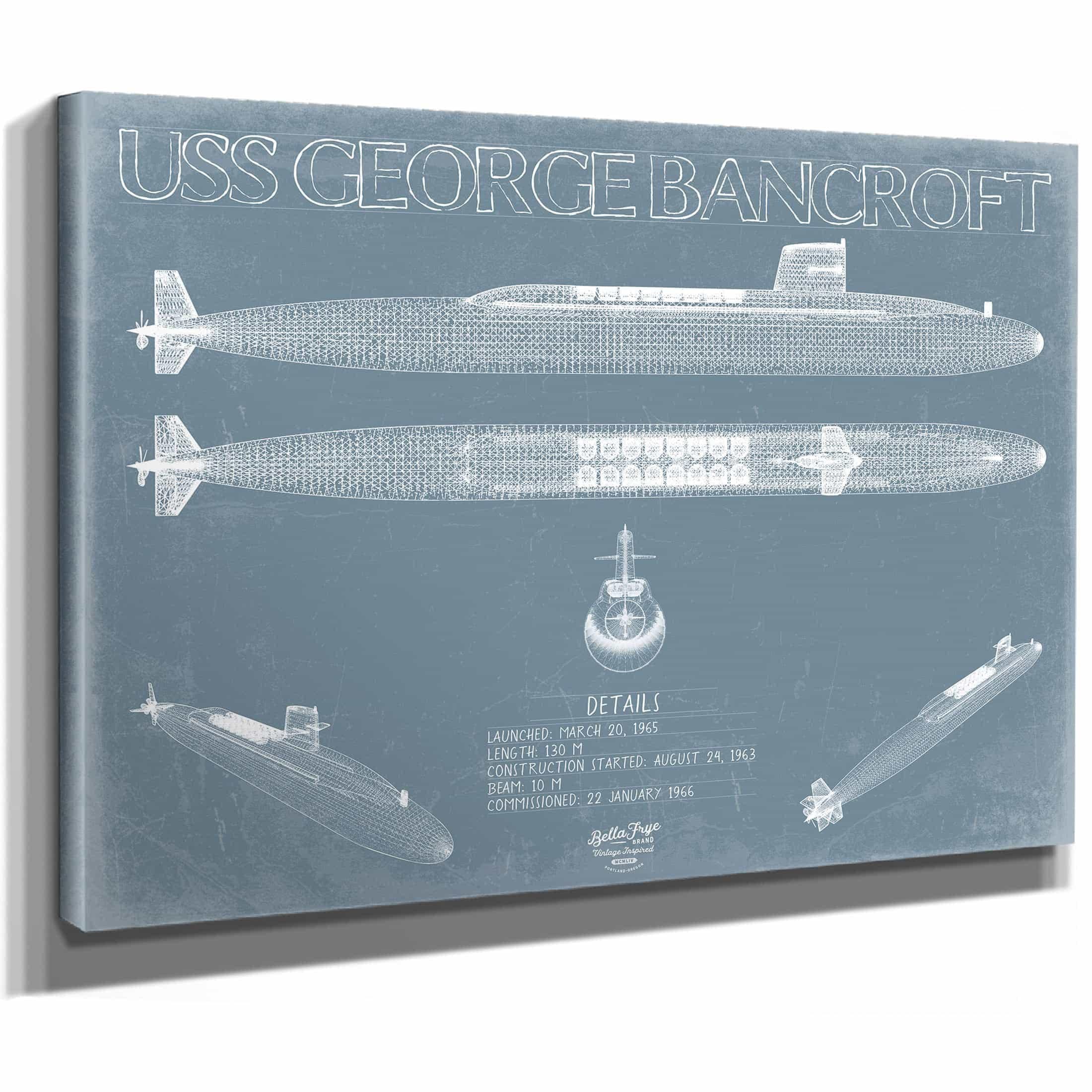 USS George Bancroft (SSBN-643) Blueprint Wall Art - Original Submarine