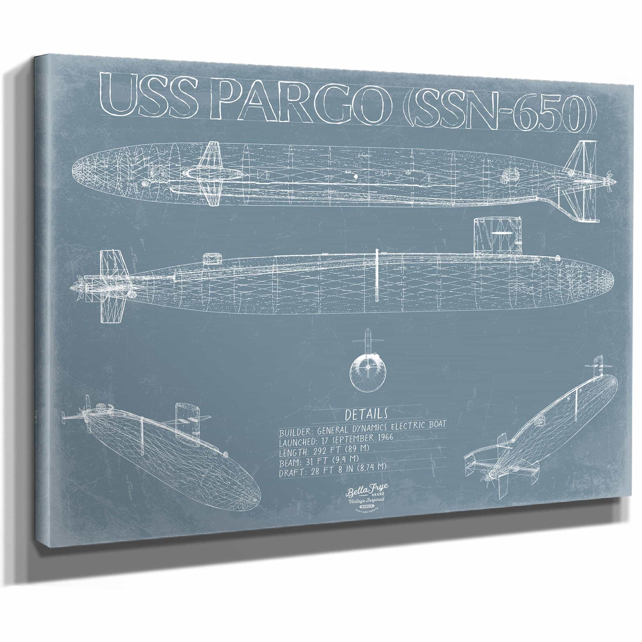 USS Pargo (SSN-650) Blueprint Wall Art - Original Nuclear-powered Atta