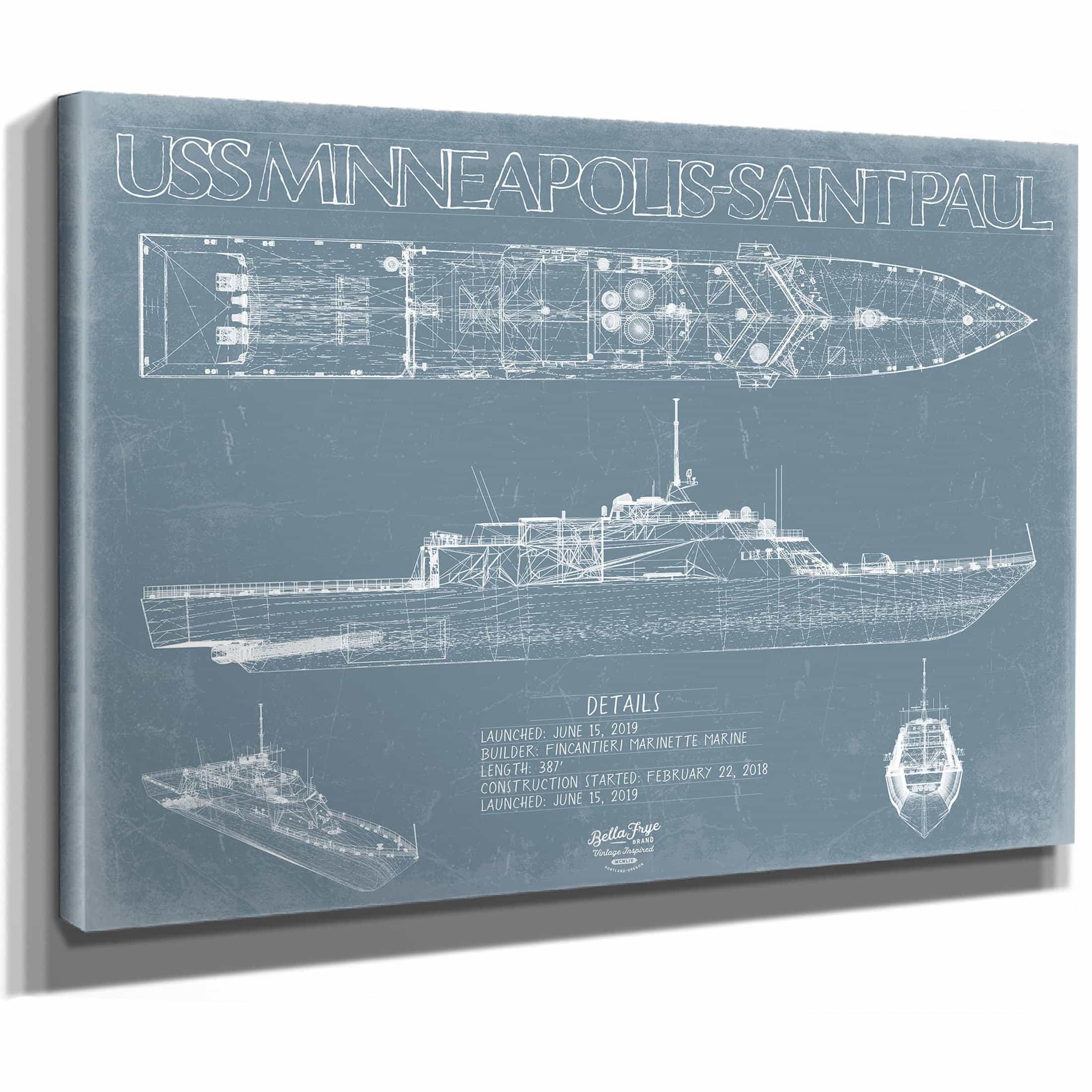 USS Minneapolis-Saint Paul (LCS-21) Blueprint Wall Art - Original Litt