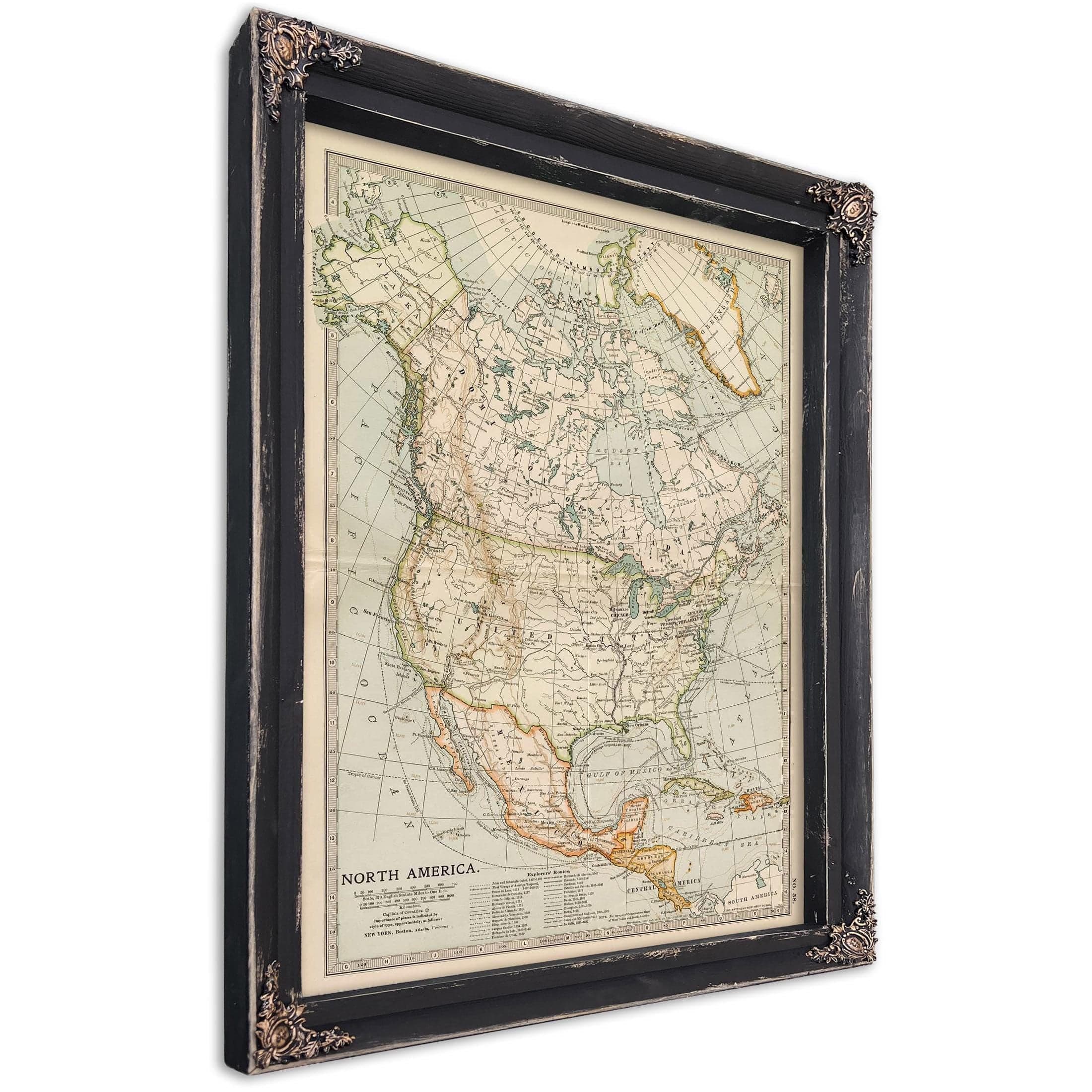 Framed North America Vintage Map - Ornate Em... | Bella Frye