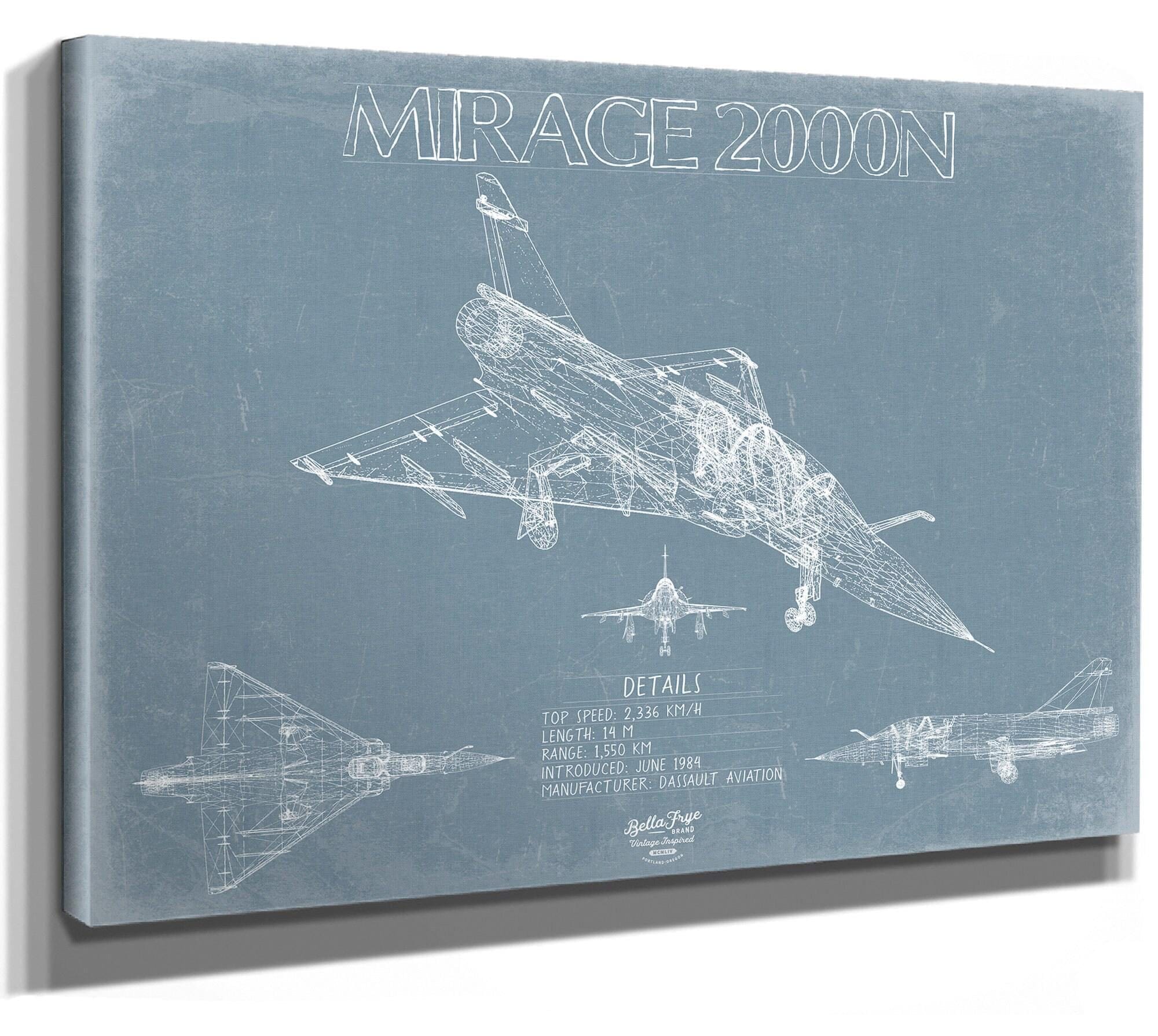 Dassault Mirage 2000N Aircraft Blueprint Wall Art - Original Fighter P