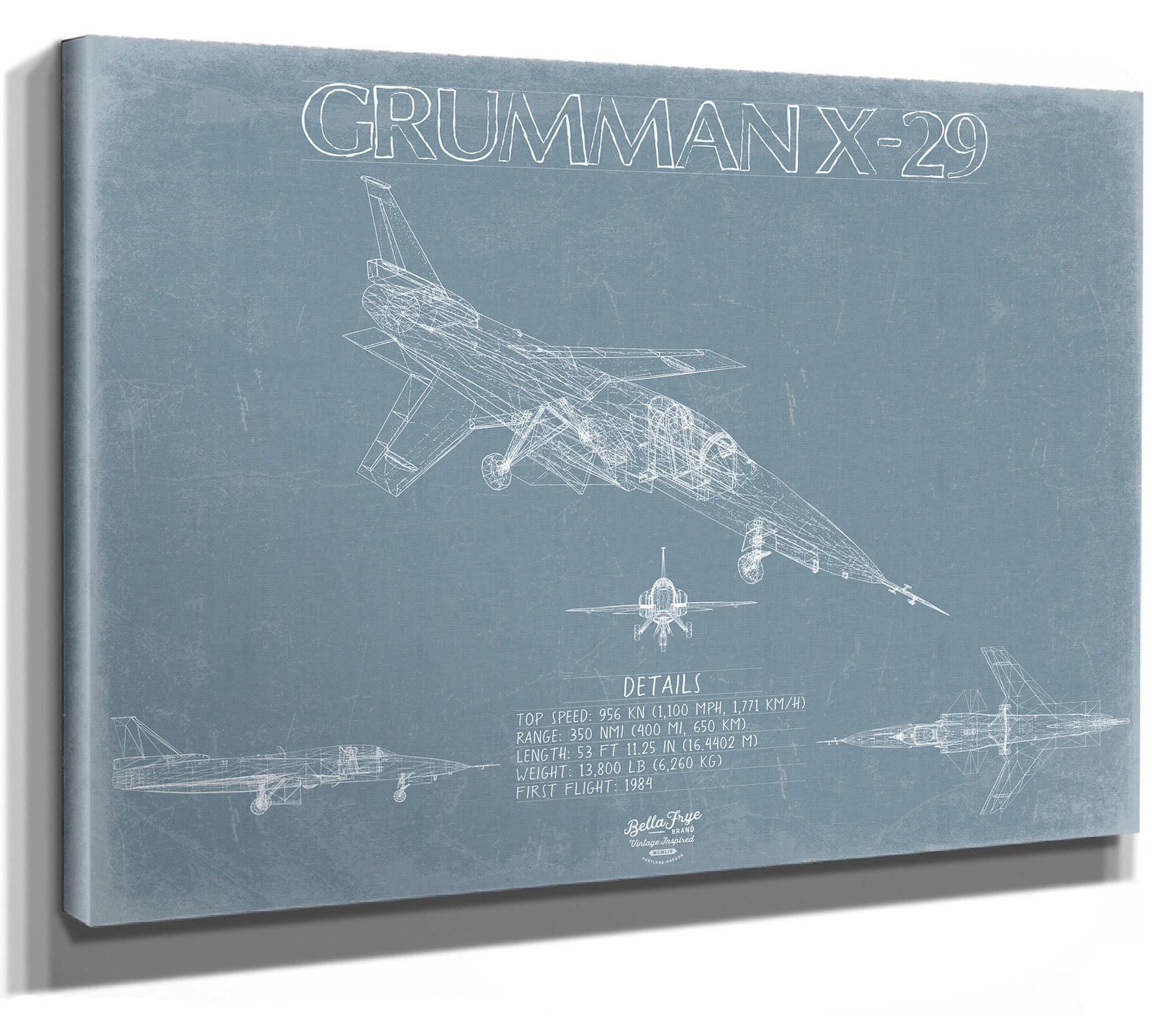 Grumman X-29 Aircraft Blueprint Wall Art - Original Airplane Print