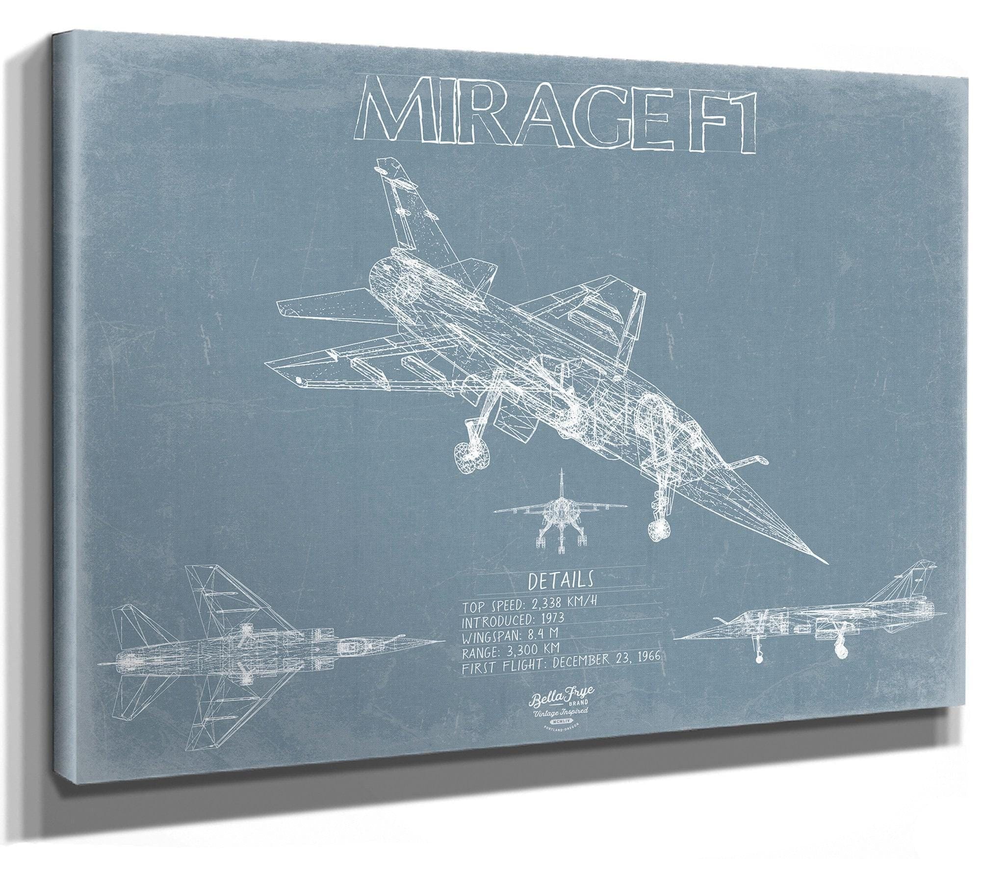 Dassault Mirage F1 Aircraft Blueprint Wall Art - Original Fighter Plan