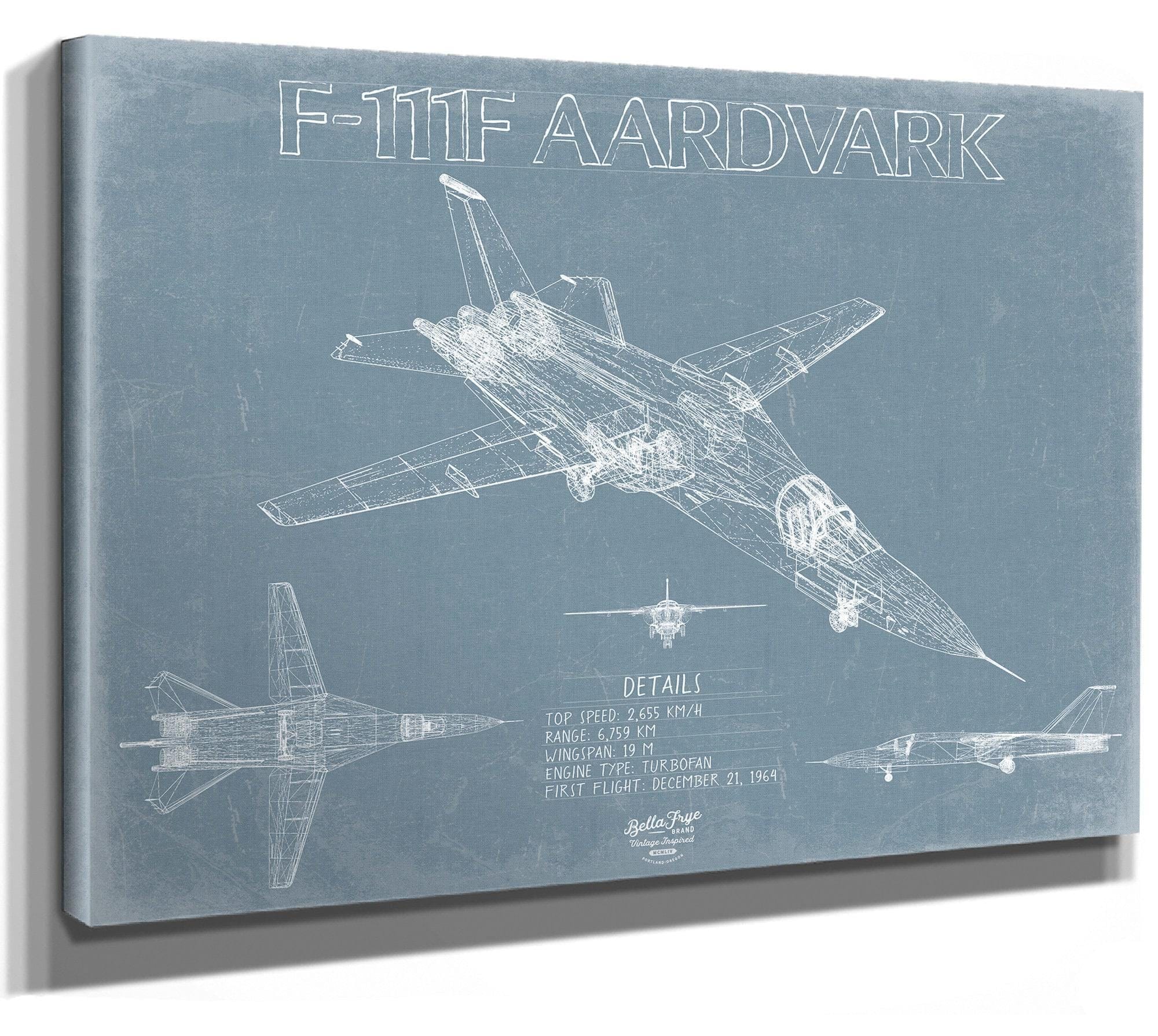 General Dynamics F-111 Aardvark Aircraft Blueprint Wall Art - Original