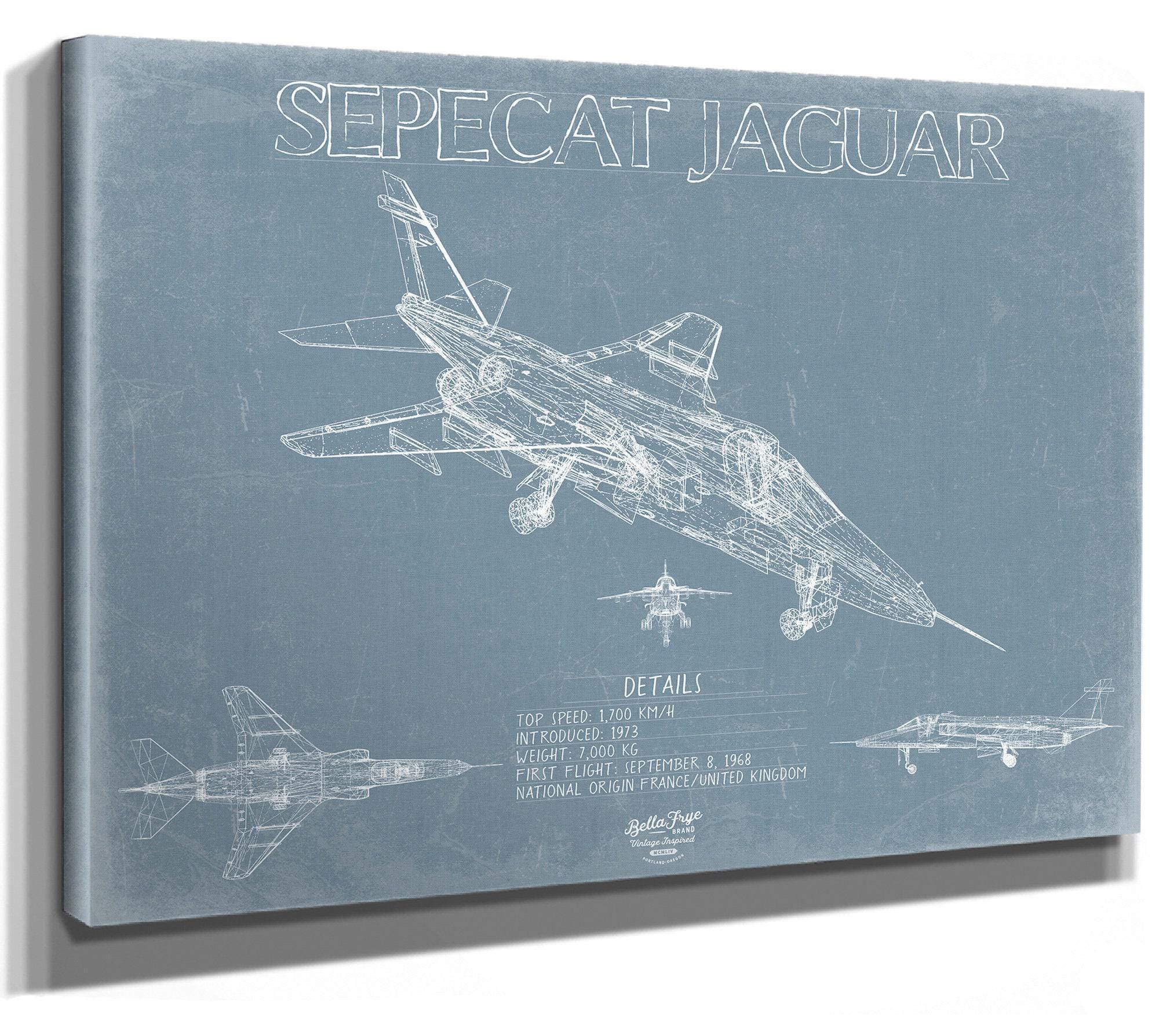 SEPECAT Jaguar Aircraft Blueprint Wall Art - Original Fighter Plane Pr
