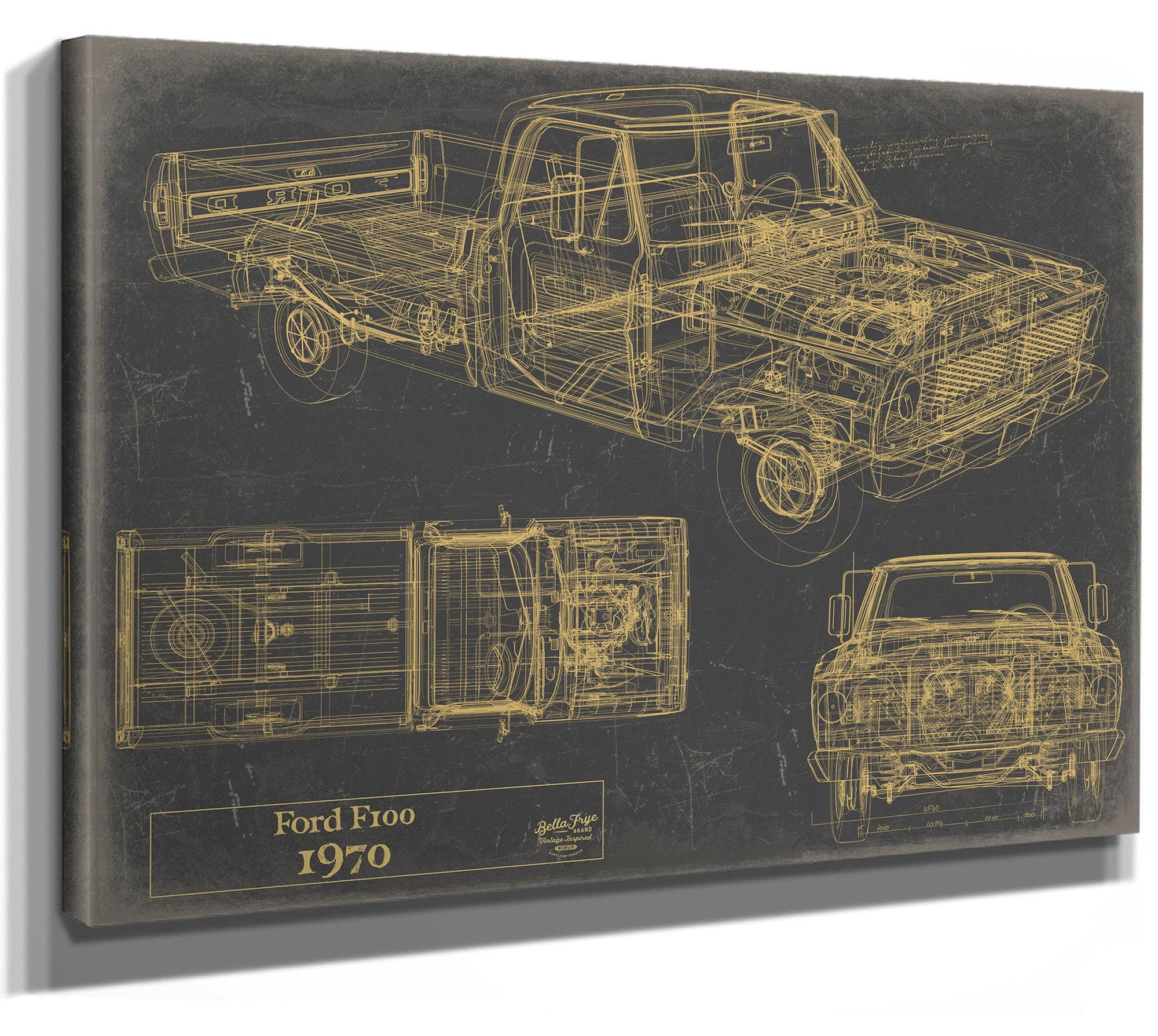 1970 Ford F100 Truck Model Mancave Blueprint Art