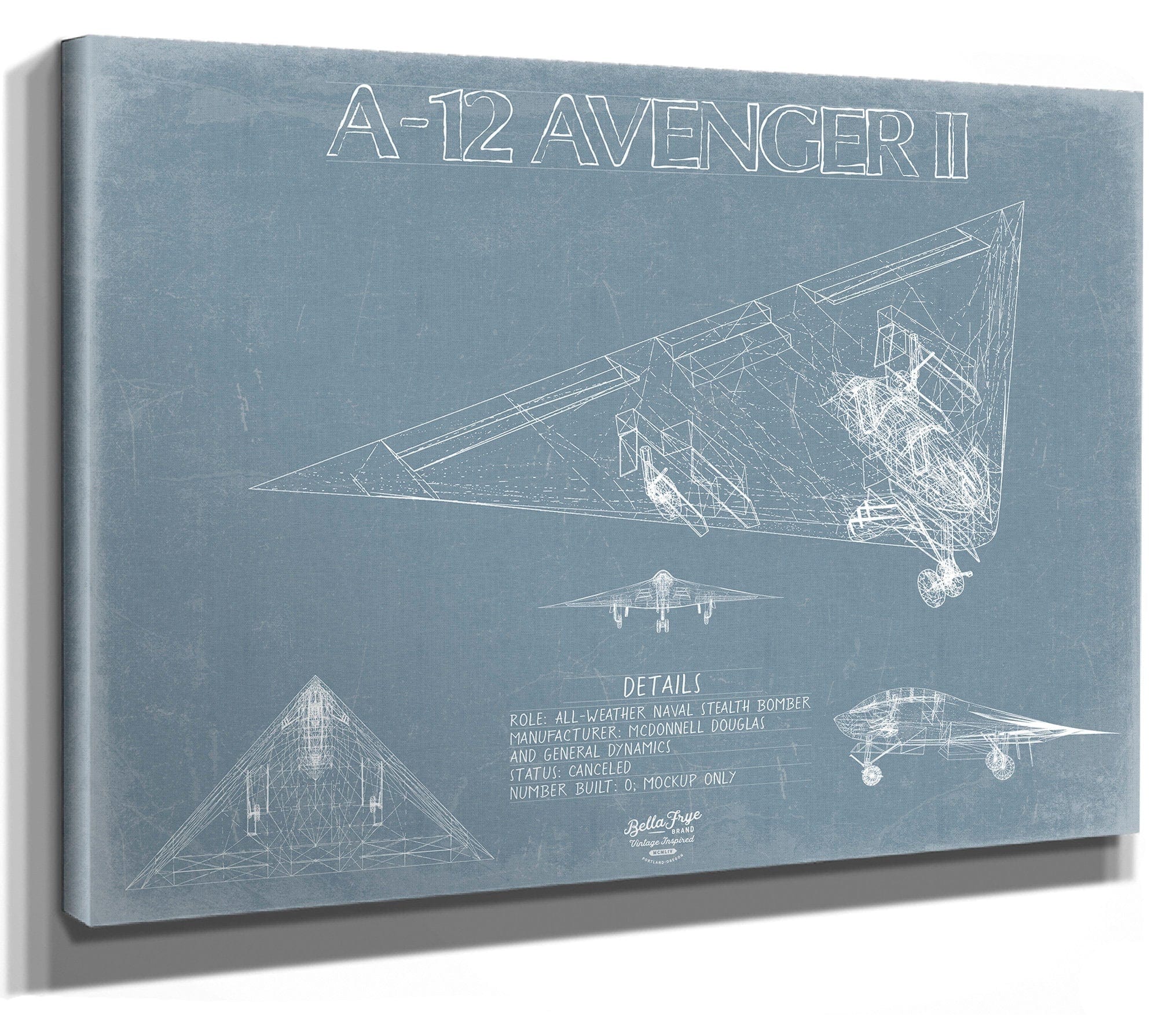 McDonnell Douglas A-12 AVENGER II Aircraft Blueprint Wall Art - Origin