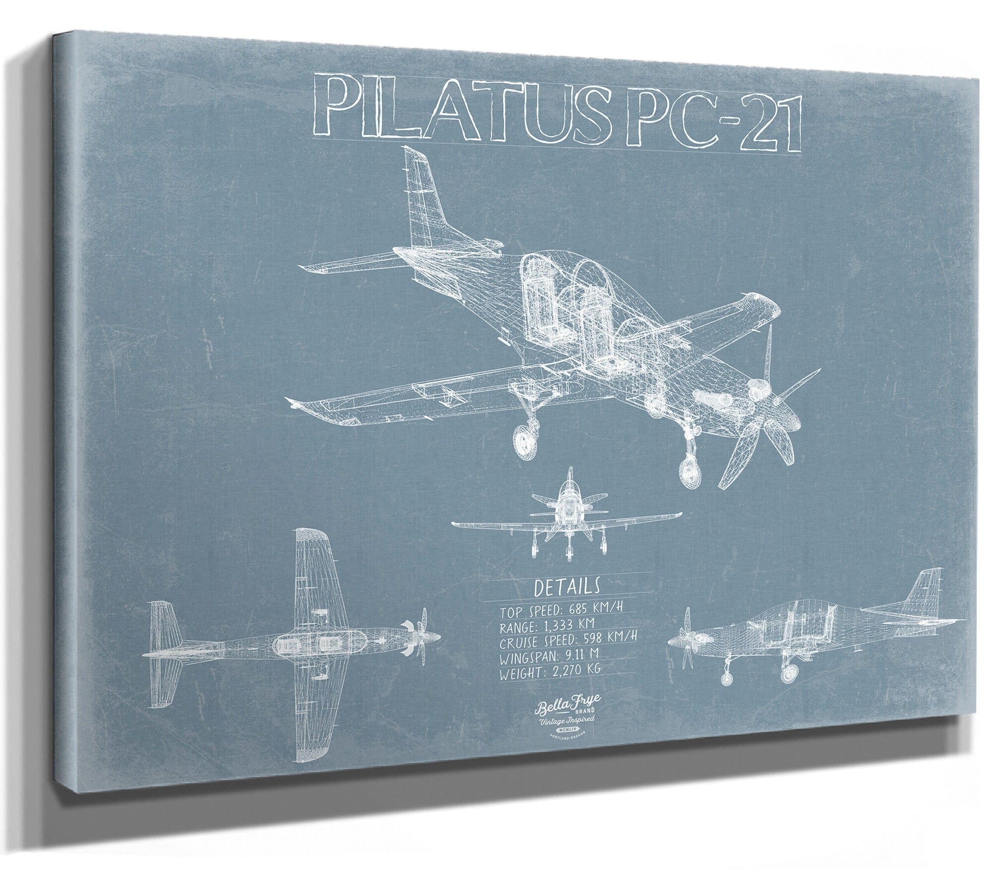 Pilatus PC-21 Aircraft Blueprint Wall Art - Original Aviation Plane Pr
