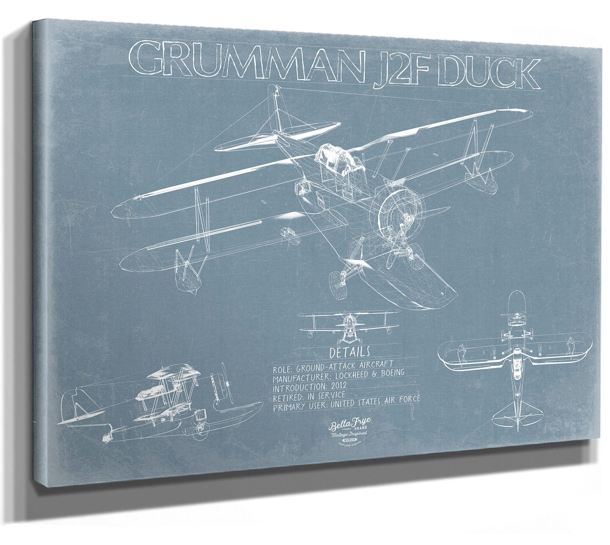 J2F Duck Blueprint Wall Art - Original Airplane Print