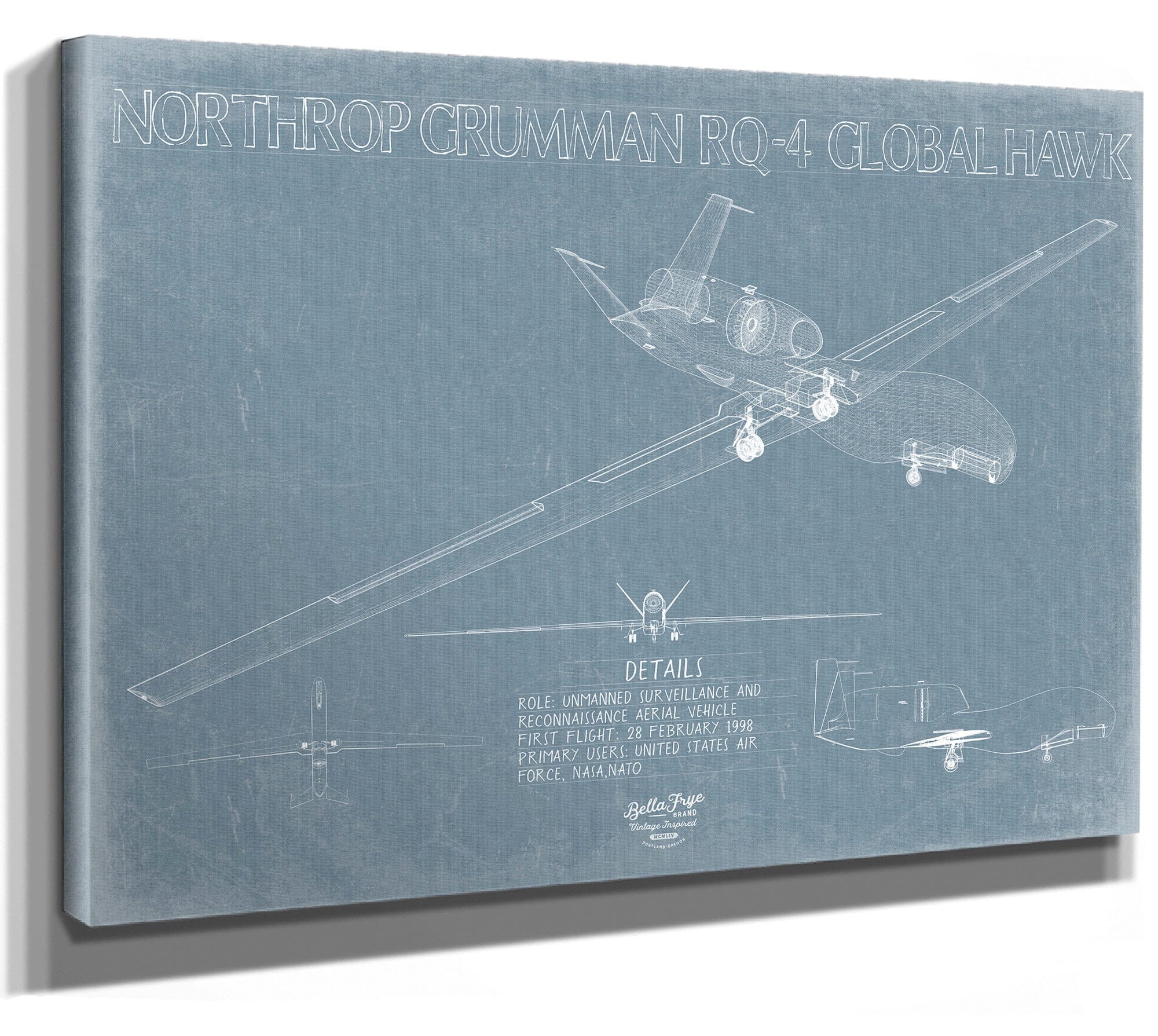 RQ-4 Global Hawk Blueprint Wall Art - Original Airplane Print